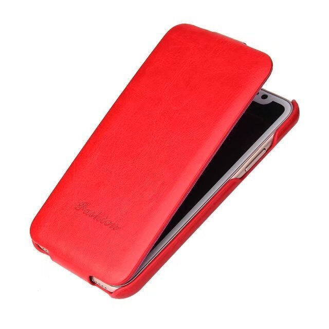 Вертикальный откидной чехол-флип MyPads для Apple iPhone X (10) из натуральной кожи, красный