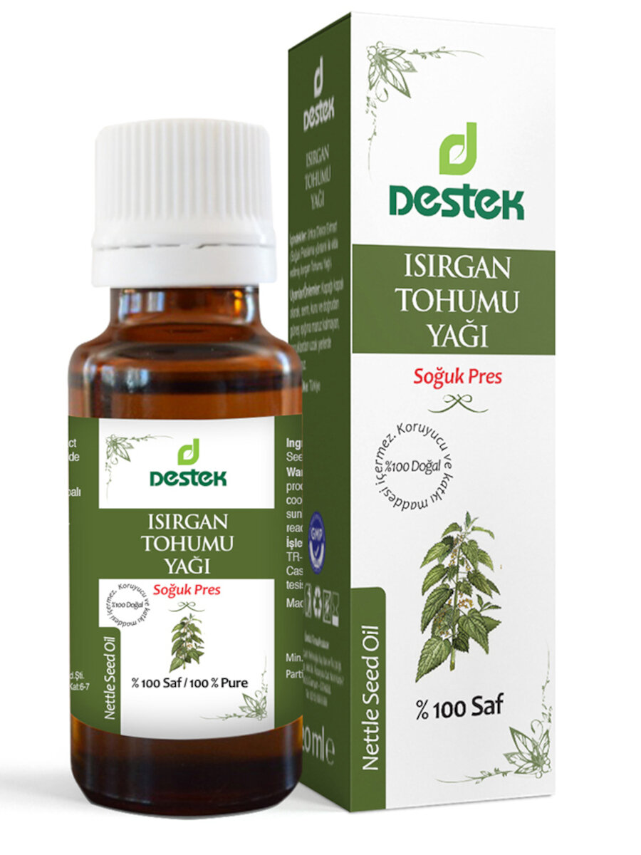 DESTEK , Косметическое масло из семян крапивы 20 мл, увлажнение/питание/для лица/ тела/волос.