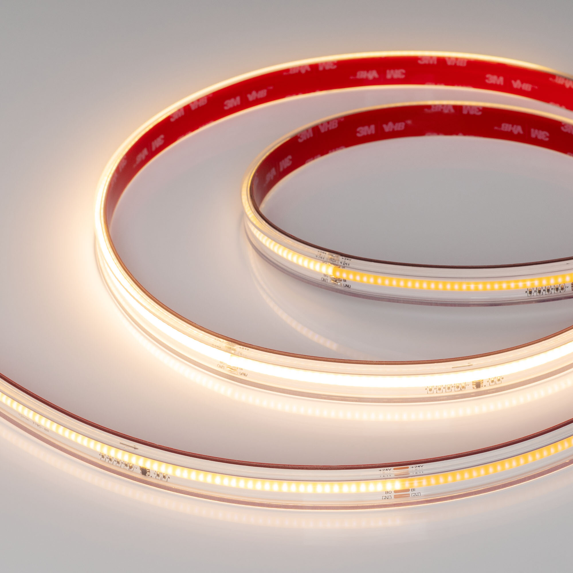 Лента светодиодная Arlight Лента герметичная SPI-COB-PS-X378-14mm 24V Warm2700-PX63-BPT (7 W/m, IP67, 5m) (Arlight, бегущий огонь), 5м
