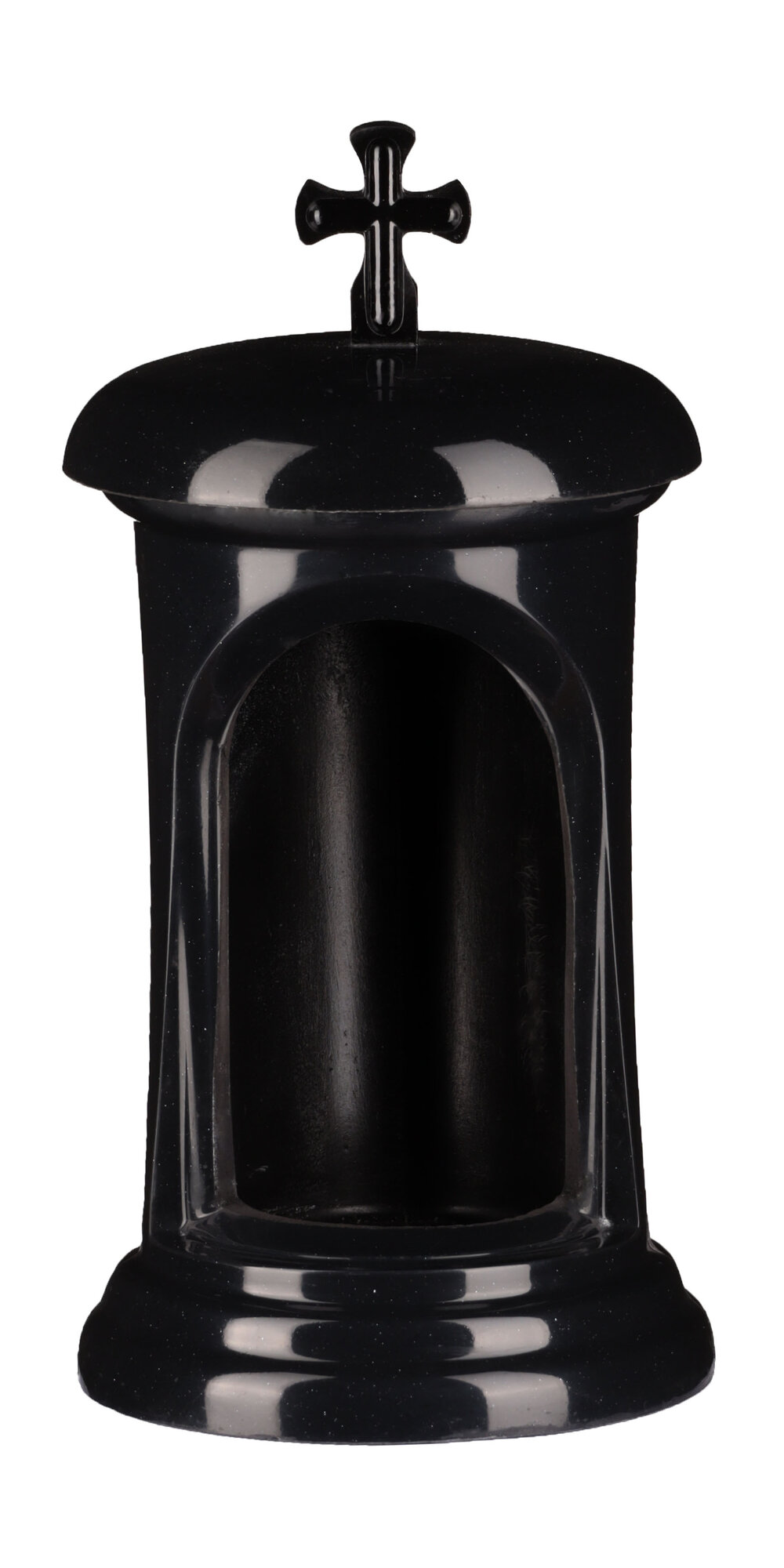 Лампада для кладбища, гранитополимерная, 30см, черная, лампада с крестом