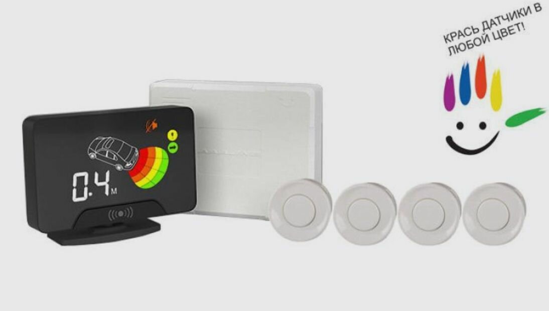AAALine LCD-14 White Парктроник с 4-мя классическими датчиками