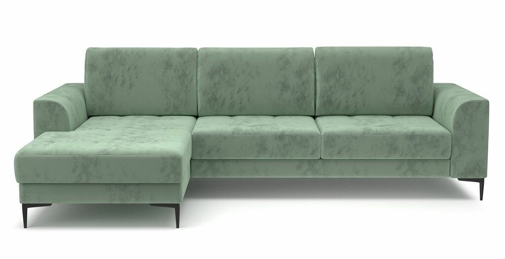 Угловой диван-кровать PUSHE раскладной Пьер 23, левый угол, велюр, зеленый Nebby 915