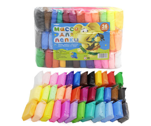 Масса для лепки 36 цв. DA-16/CC-123/CB-32 INTELLIGENT в пакетиках, 15гр, 3 стека, в пакете