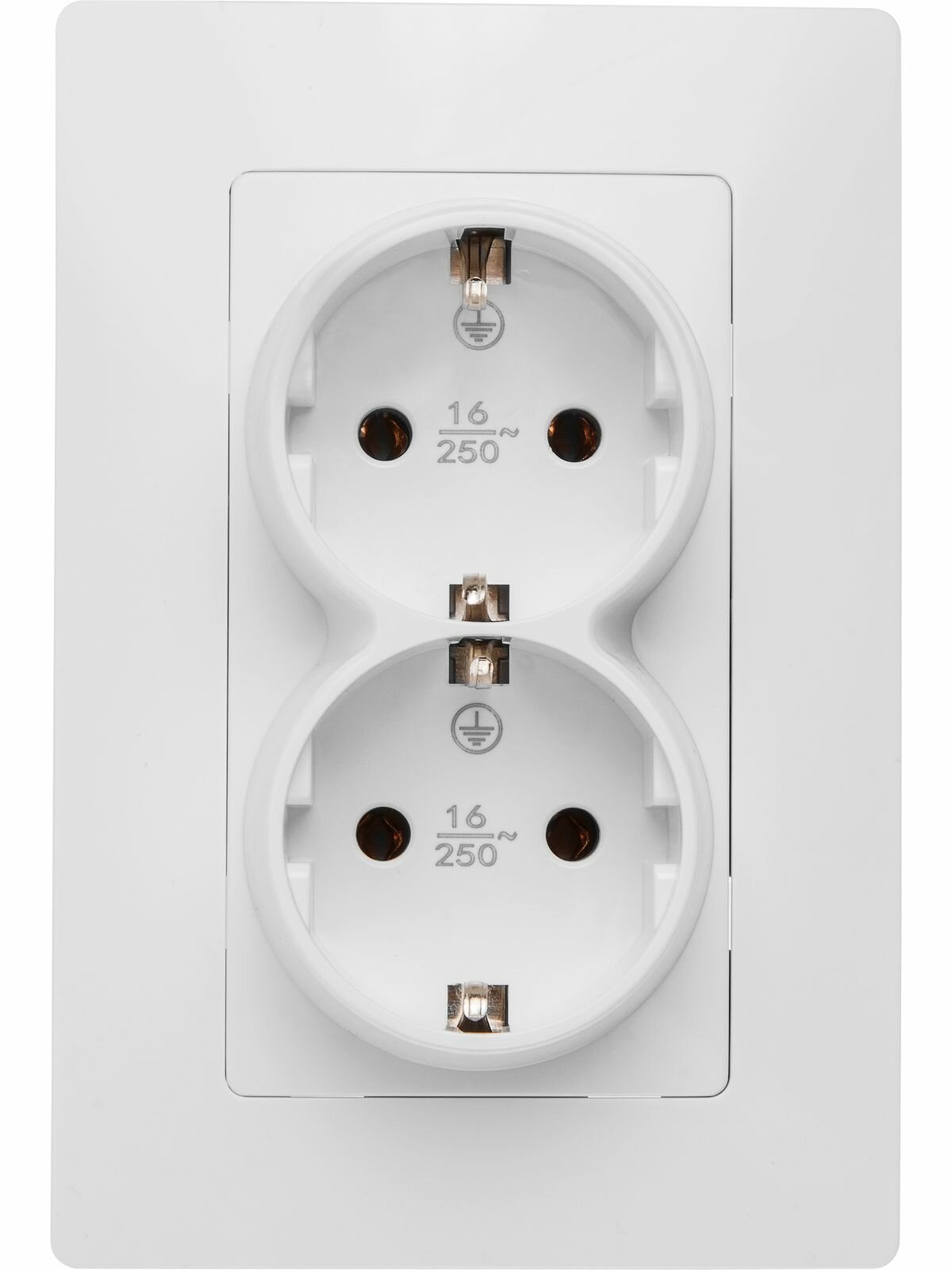 Розетка двойная скрытая с заземлением LEIDEN ELECTRIC Steen белая (806036)