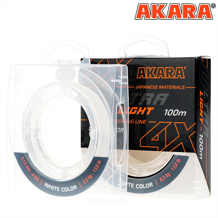 Шнур Akara Ultra Light белый, 100 м, тест 6,3кг d 0.12мм