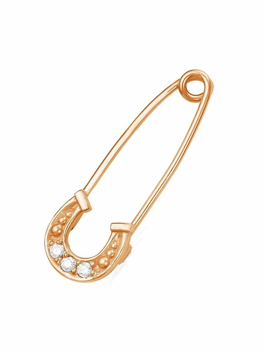 Брошь ZLATBERRY, серебро, 925 проба, золочение, фианит