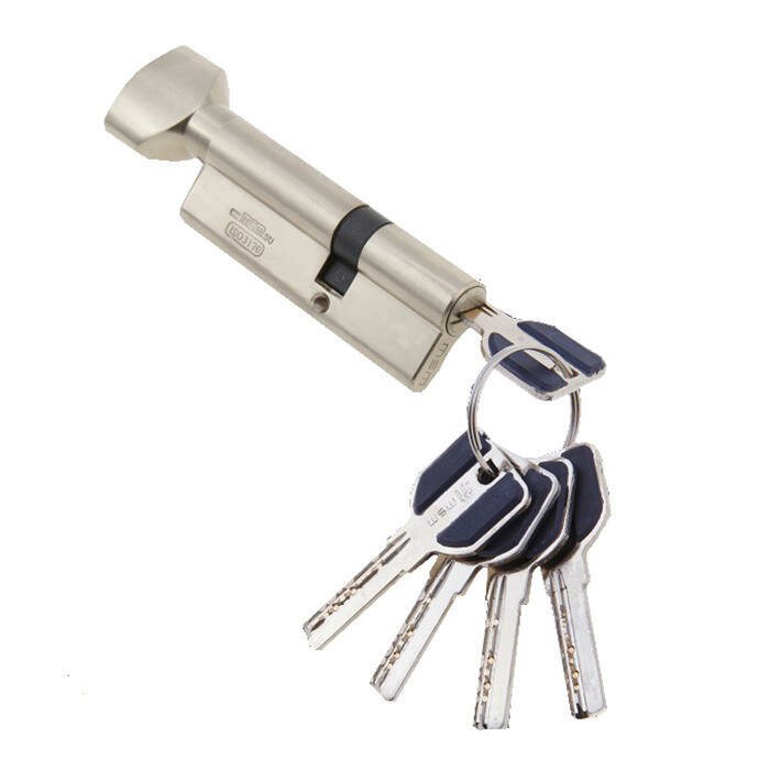 Цилиндрованный механизм MSM CW55/35mm SN с поворотной вертушкой, матовый никель (в комплекте 5 перфорированных ключей)