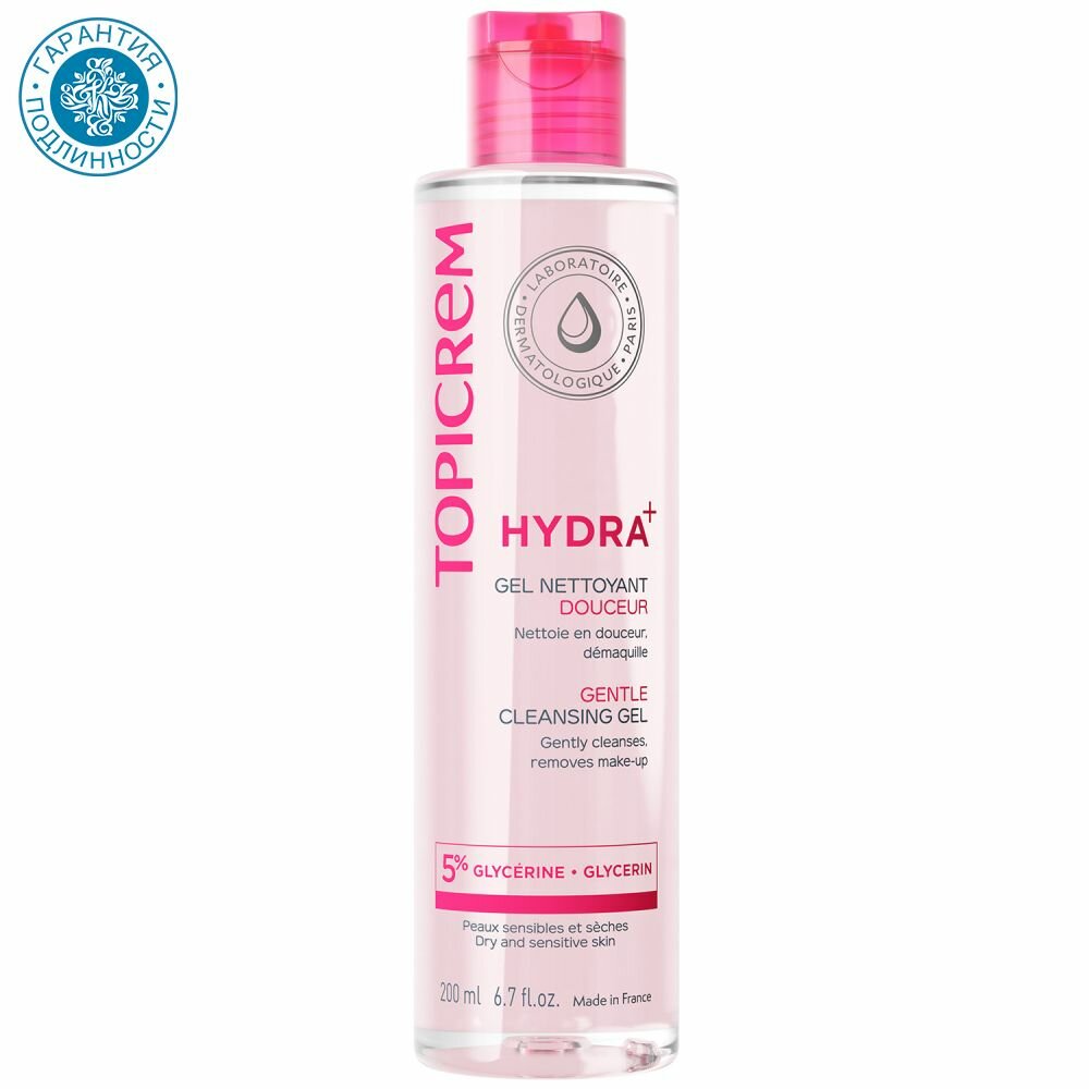 Topicrem Hydra+ Чувствительная кожа лица HYDRA+ Мягкий очищающий гель 200 мл