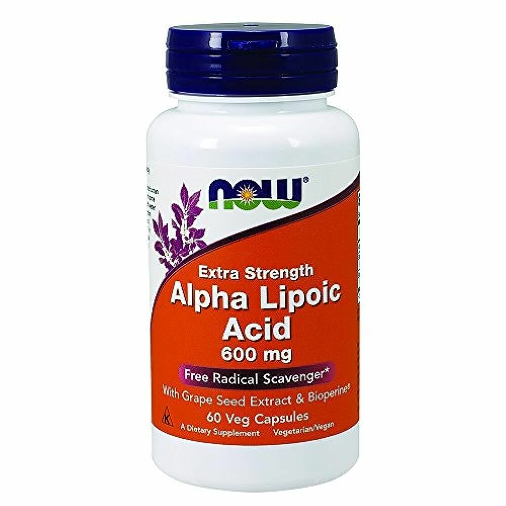 NOW Alpha Lipoic Acid 600 mg 60 vag caps Альфа Липоевая кислота 600 мг 60 капсул
