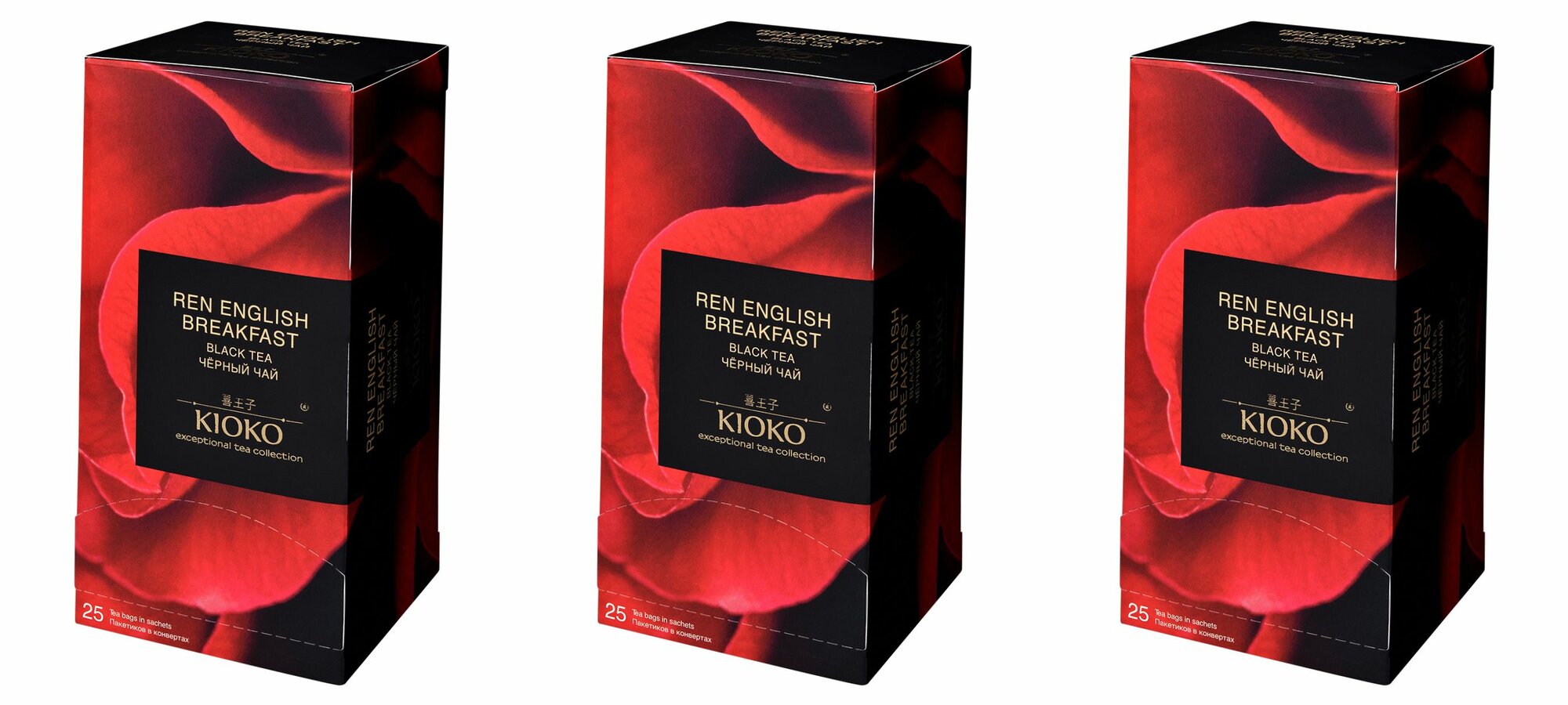 Kioko Чай черный Ассам Ren English Breakfast, 2,2 г, 25 пакетиков, 3 уп