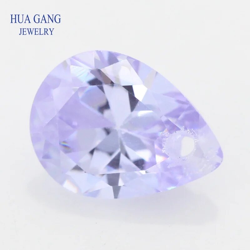 Бусины Excellent Heart кубический цирконий груша Фиолетовый, 8x10mm 50pcs, Lavender