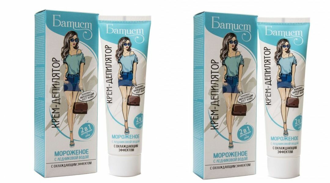 Батист Крем-депилятор Мороженое, с охлаждающим эффектом, 100 мл, 2 уп.
