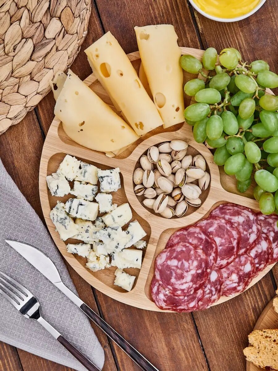 Менажница 5 секций 28*2 см, бамбук