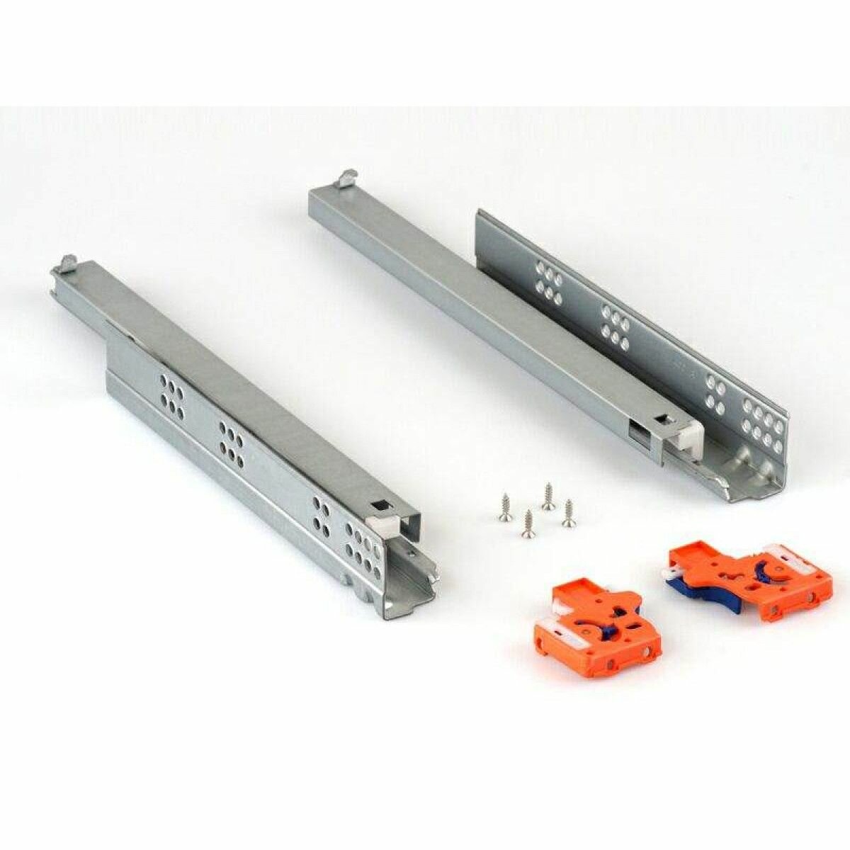 Направляющие скрытого монтажа Firmax (полного выдвижения) L 500мм, для ЛДСП 16 мм с доводчиком, (2 направляющие + 2 крепления) 1 ком.