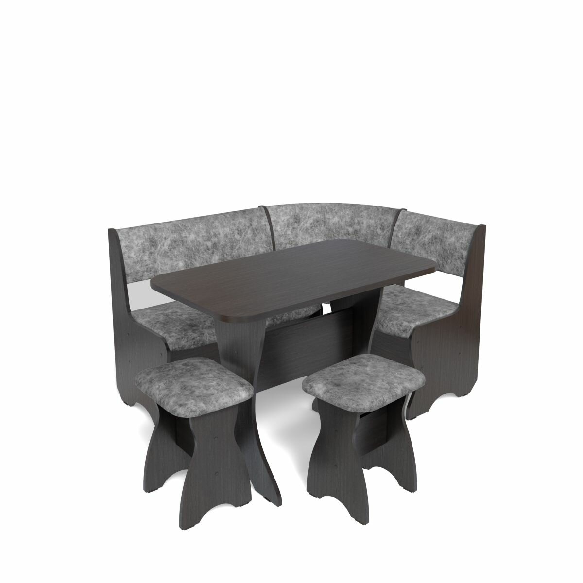 Кухонный уголок Betel Тюльпан Однотон венге/велюр графит Размеры: Высота 800мм Глубина 980мм Ширина 1330мм