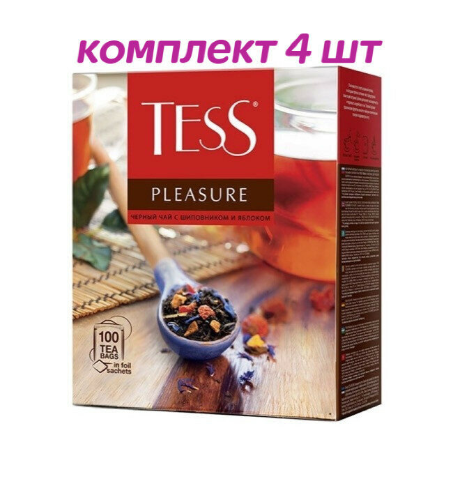 Чай черный в пакетиках для чашки Tess Pleasure (Тесс Плэжа), 100*1,5 г (комплект 4 шт.) 6009198