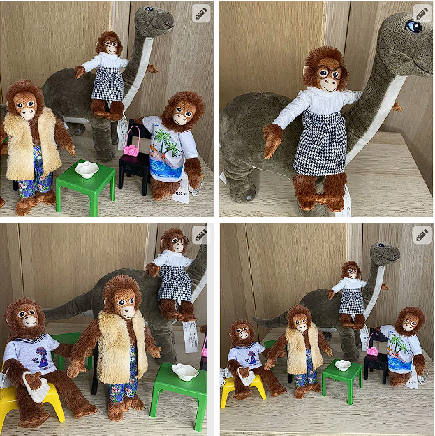 Обезьянка девочка Вика. В одежде . Икеа 22 см.