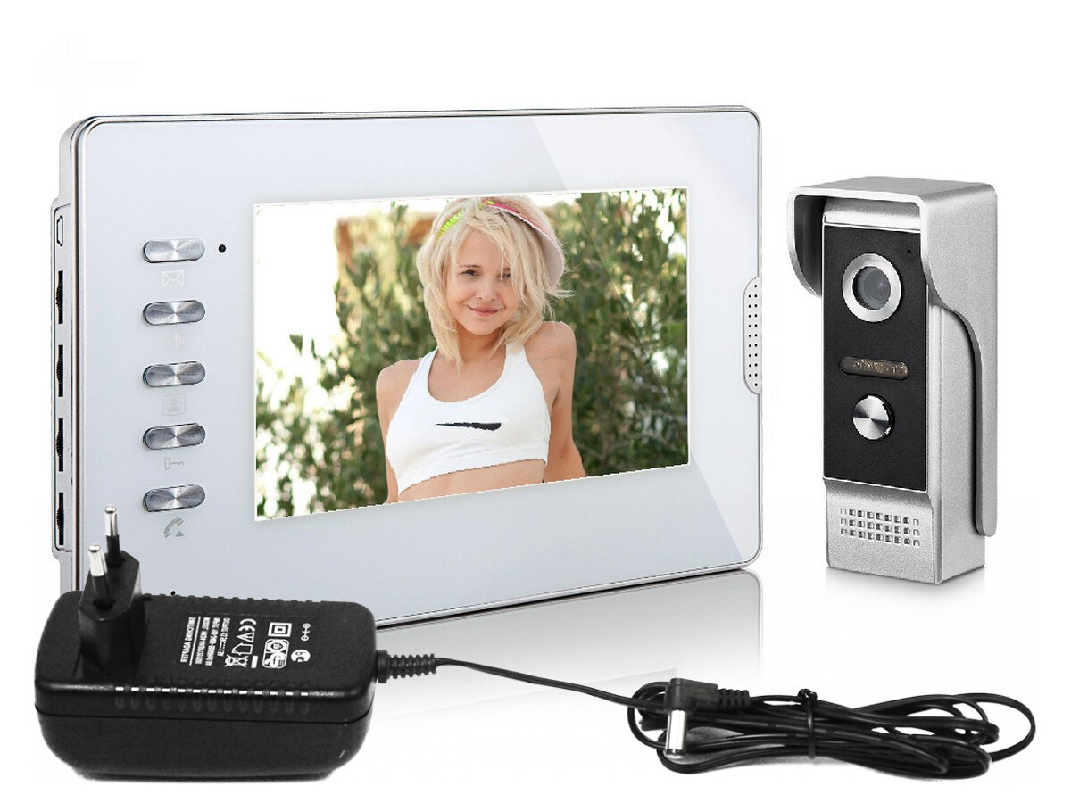 Комплект видеодомофона ЕР-7300 W (Бел) (O44338N) на склад. Ночная ИК-подсветка. Видеодомофон в квартиру с подключением электрозамка