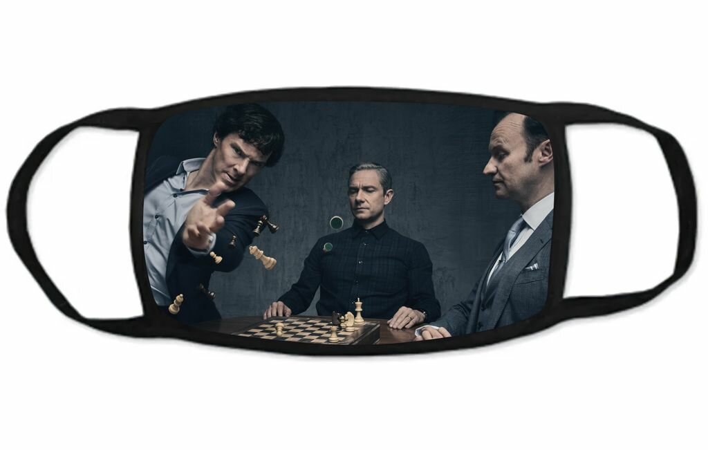 Маска на лицо Шерлок, Sherlock №1, Детская - 18 на 10 см