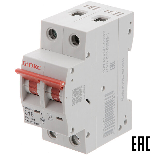 Автоматический выключатель YON max MD63S-2PC16 16А/2п/ 4,5кА на Din-рейку ДКС (4 шт. в наборе)