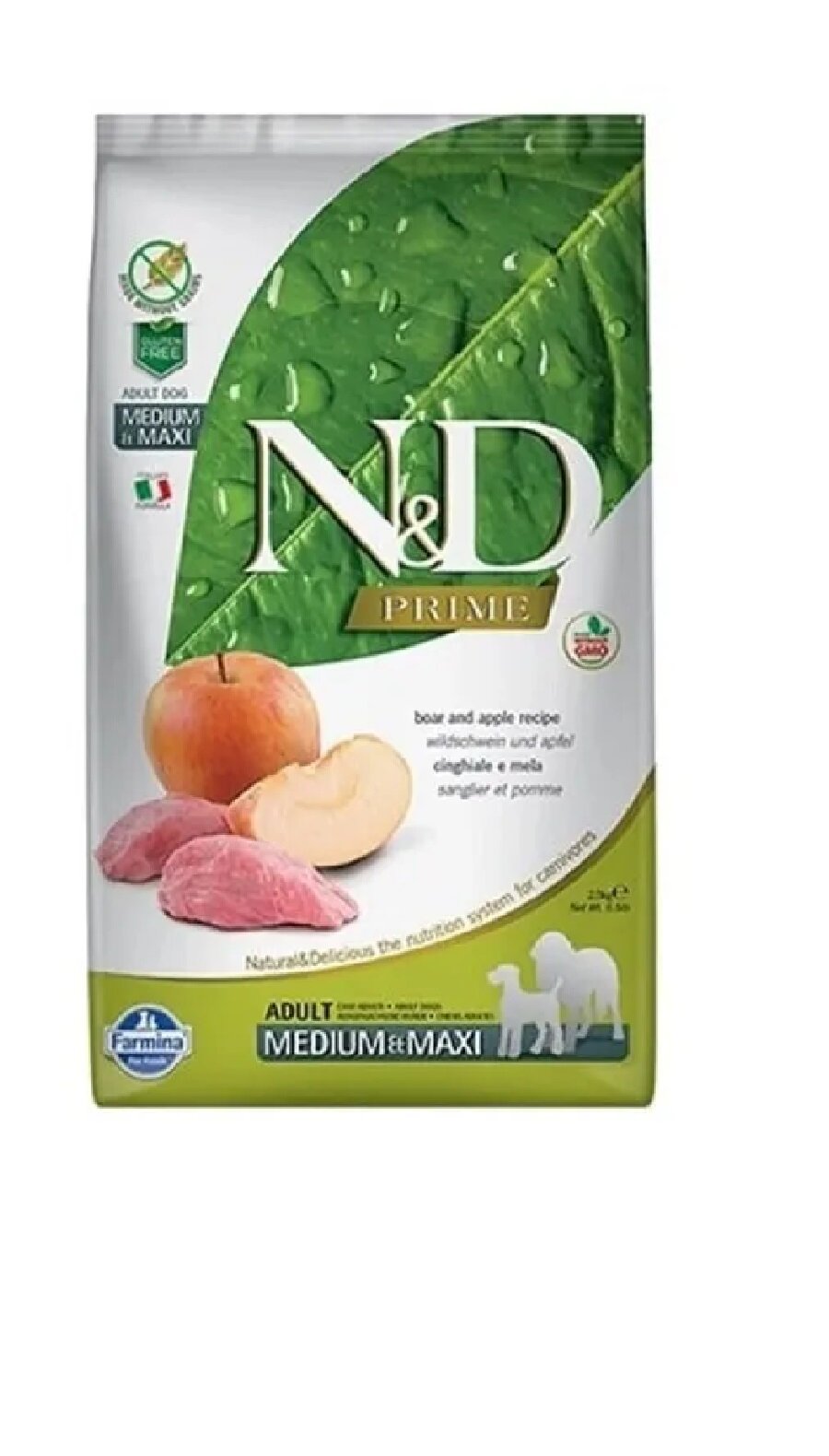 Farmina Корм сухой N&D Prime Dog Boar & Apple Adult MEDIUM & MAXI кабан с яблоком для взрослых собак средних и крупных пород 2,5 кг