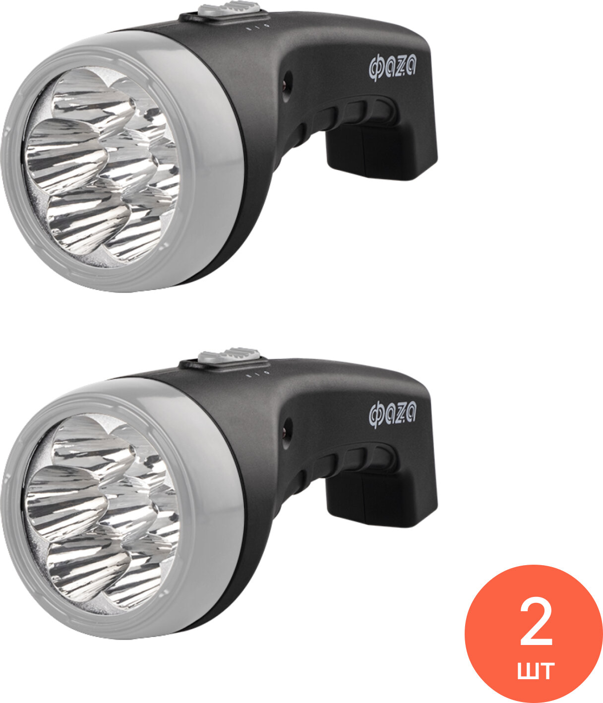 Фонарь ручной Фаzа / Фаза AccuF2-L07-bk на аккумуляторе 4В 400мАч, IP20 0.7Вт, 5000810 / светодиодный (комплект из 2 шт)