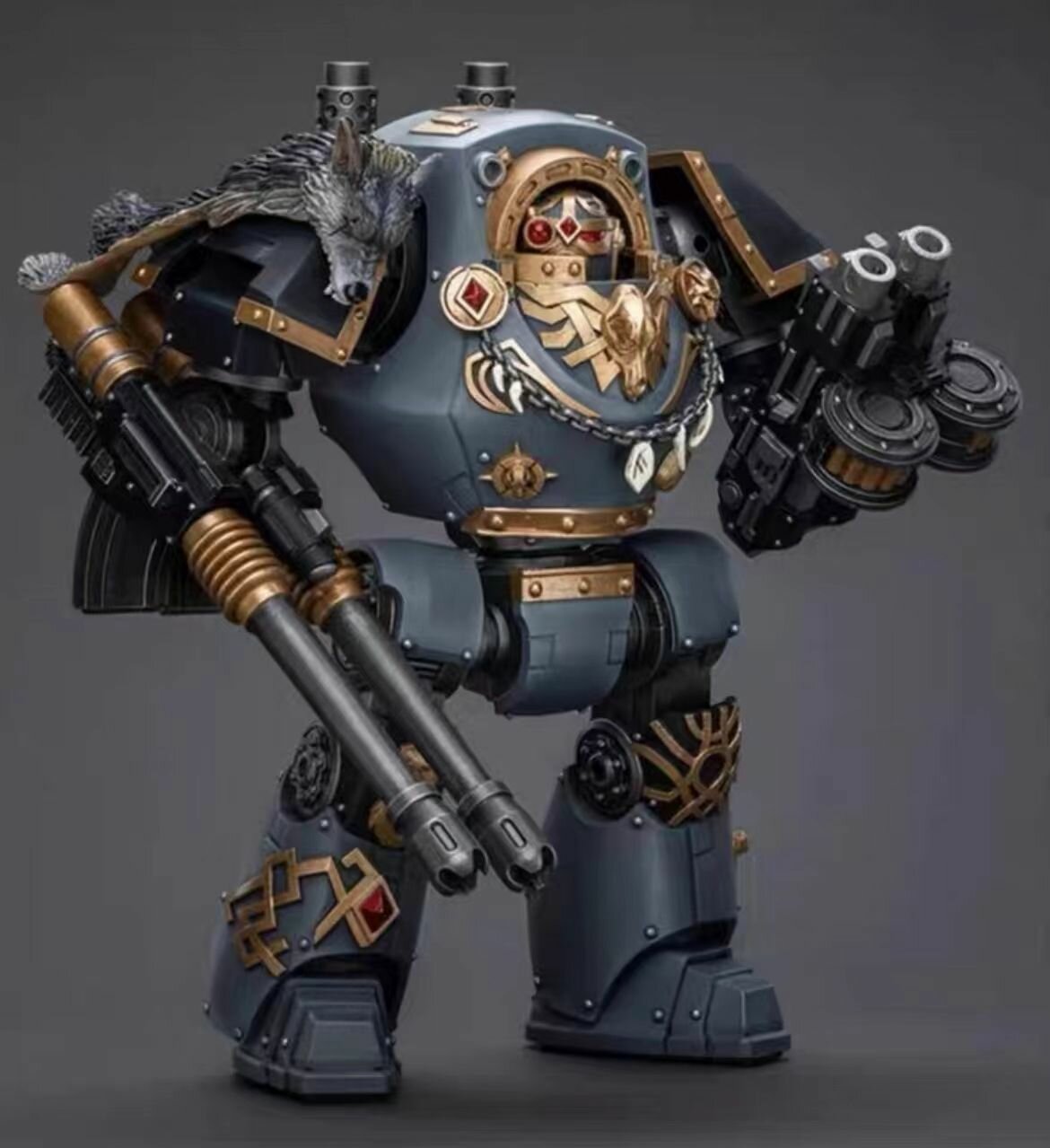 Warhammer 40000/фигурка- Space Wolves Contemptor Dreadnought with Gravis Bolt Cannon/Подарок для мальчика/24CM(коробка)