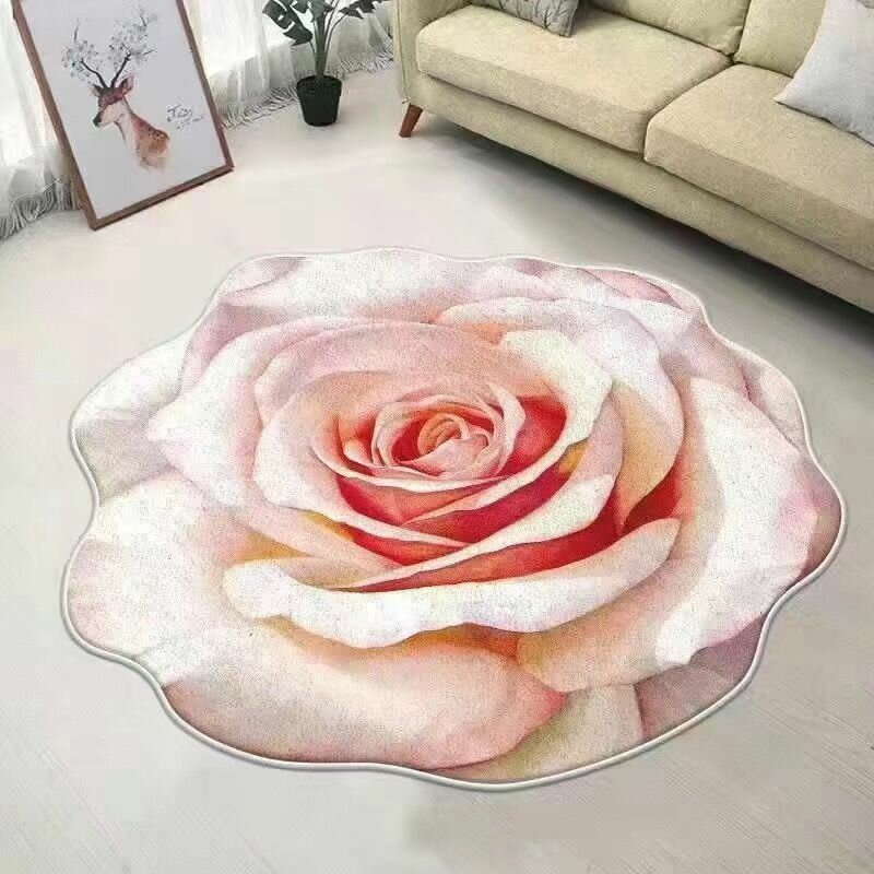 Ковры в форме цветов, Коврик прикроватный Цветы, Безшерстный ковер