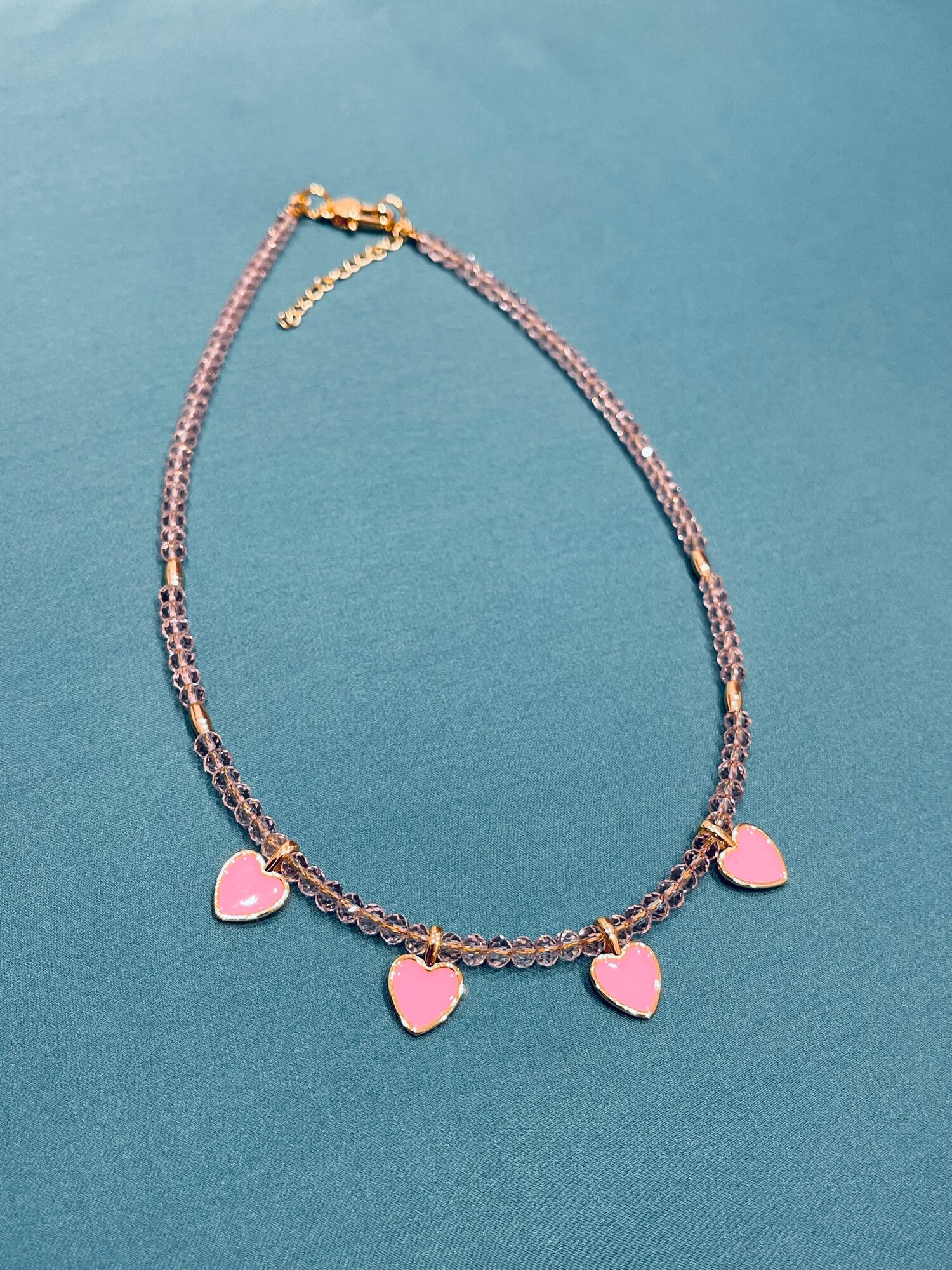 Колье Jewellery by Marina Orlova, шпинель синтетическая, длина 43 см, розовый — фото 1