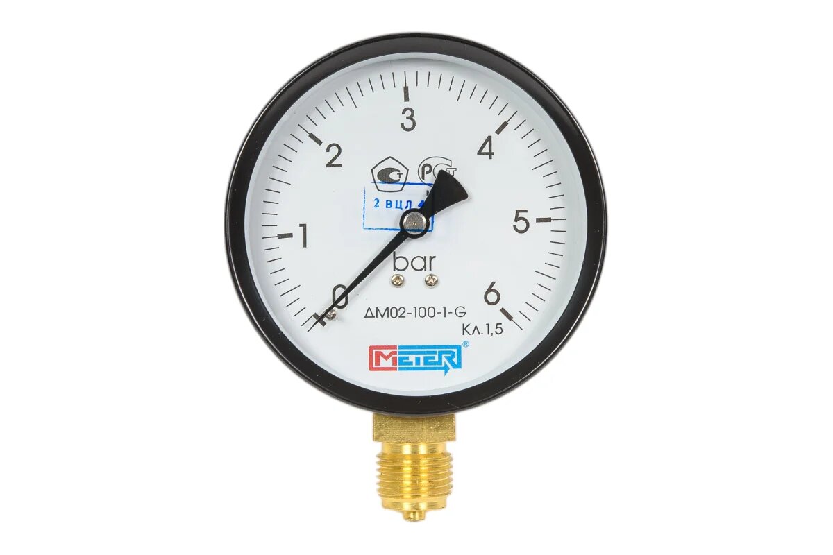 Метер Манометр ДМ 02-100-1-G Р=0.6 бар G1/2 кл.1,5 704