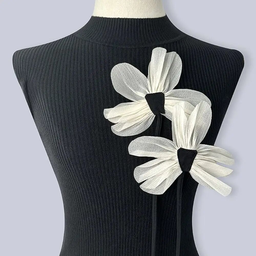 Брошь-цветок из органзы, цвет apricot-1 Pair