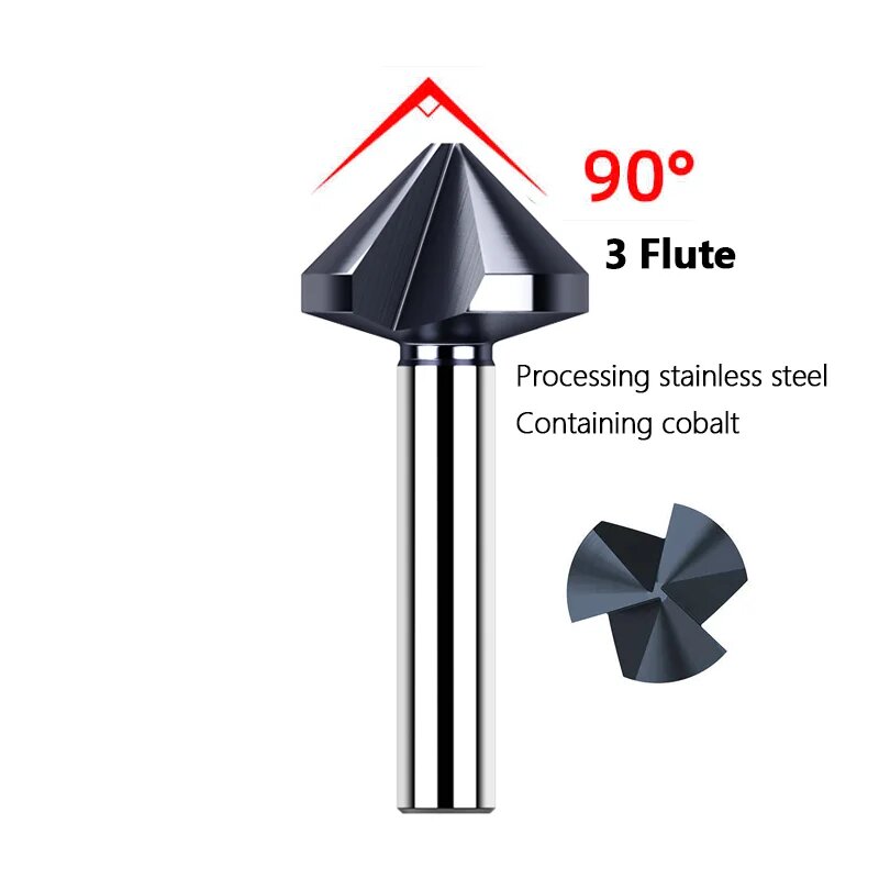 IWOWN Фреза для снятия фаски 90 градусов HSS кобальтовая 6.3-60 Ti coating 3F, 60MM