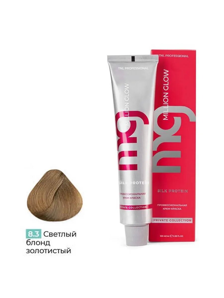 Крем-краска для волос Million glow Private collection Silk protein 8.3