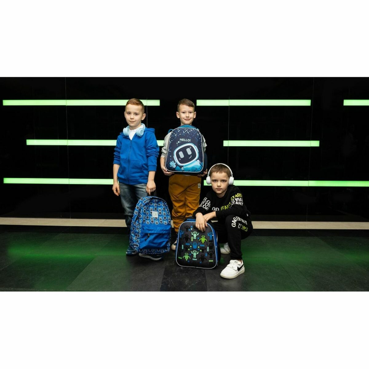 Ранец школьный Комус Класс Basic Robot Hello, анатомический, синий с двумя отделениями