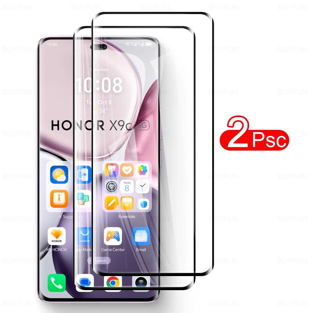 2 шт. закаленное стекло для Honor X9c 5G 2024 3D изогнутая защитная пленка для экрана Honar Honor X9 C C9x HonorX9c с черным краем, передняя пленка honer
