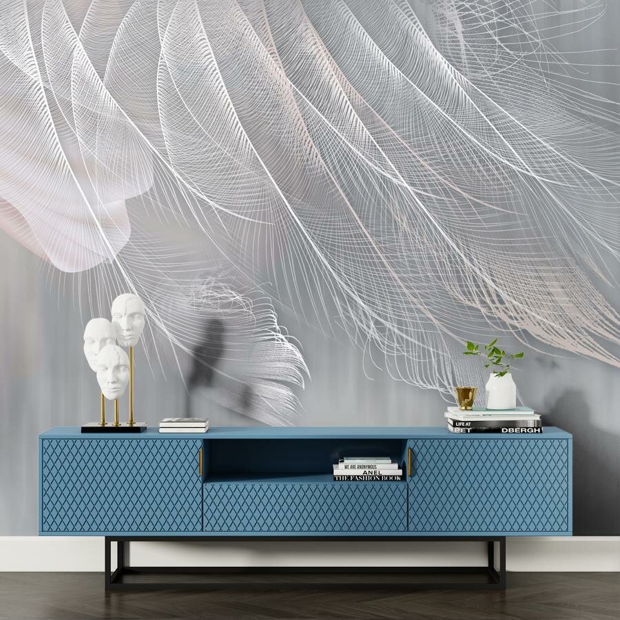 Фотообои Удивительные перья 13-895-S-Песок 270 x 200 см (ВхШ) Метровые, флизелиновые, влагостойкие обои