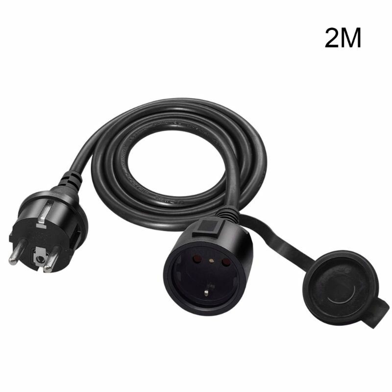 (1x) Немецкий стандартный кабель питания от мужчины к женщине с водонепроницаемым колпачком