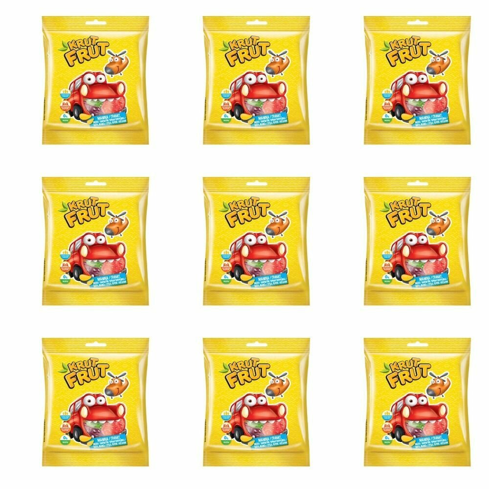 KrutFrut Мармелад жевательный, Машинки, 70 г - 9 шт