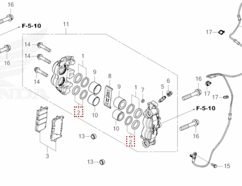 Ремкомплект тормозного суппорта мотоцикла Honda; Артикул Honda: 06452MCZ006 (Оригинал)