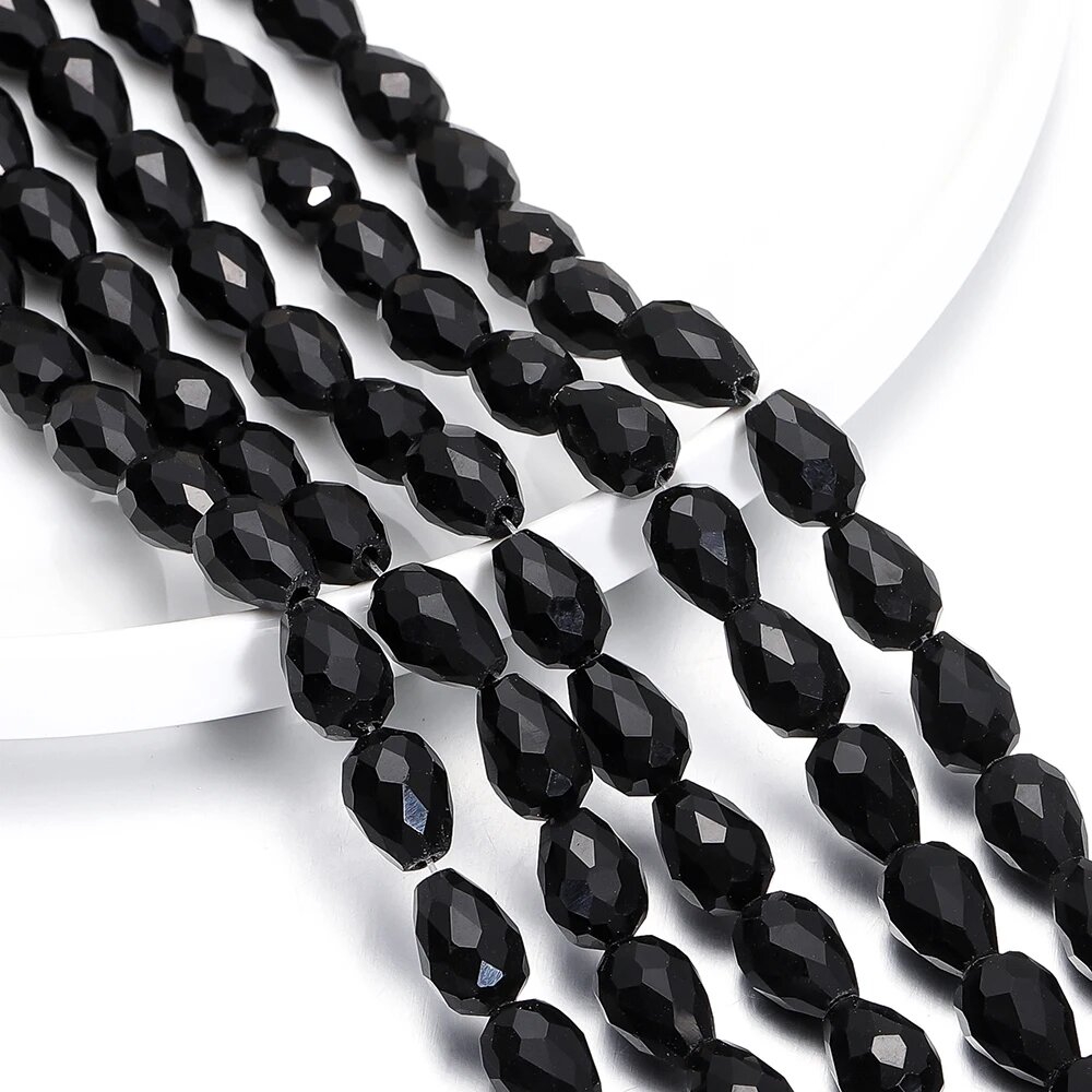 Стеклянные хрустальные бусины-капли St.kunkka 6-12 мм Черный, 4x6mm About 66pcs, black