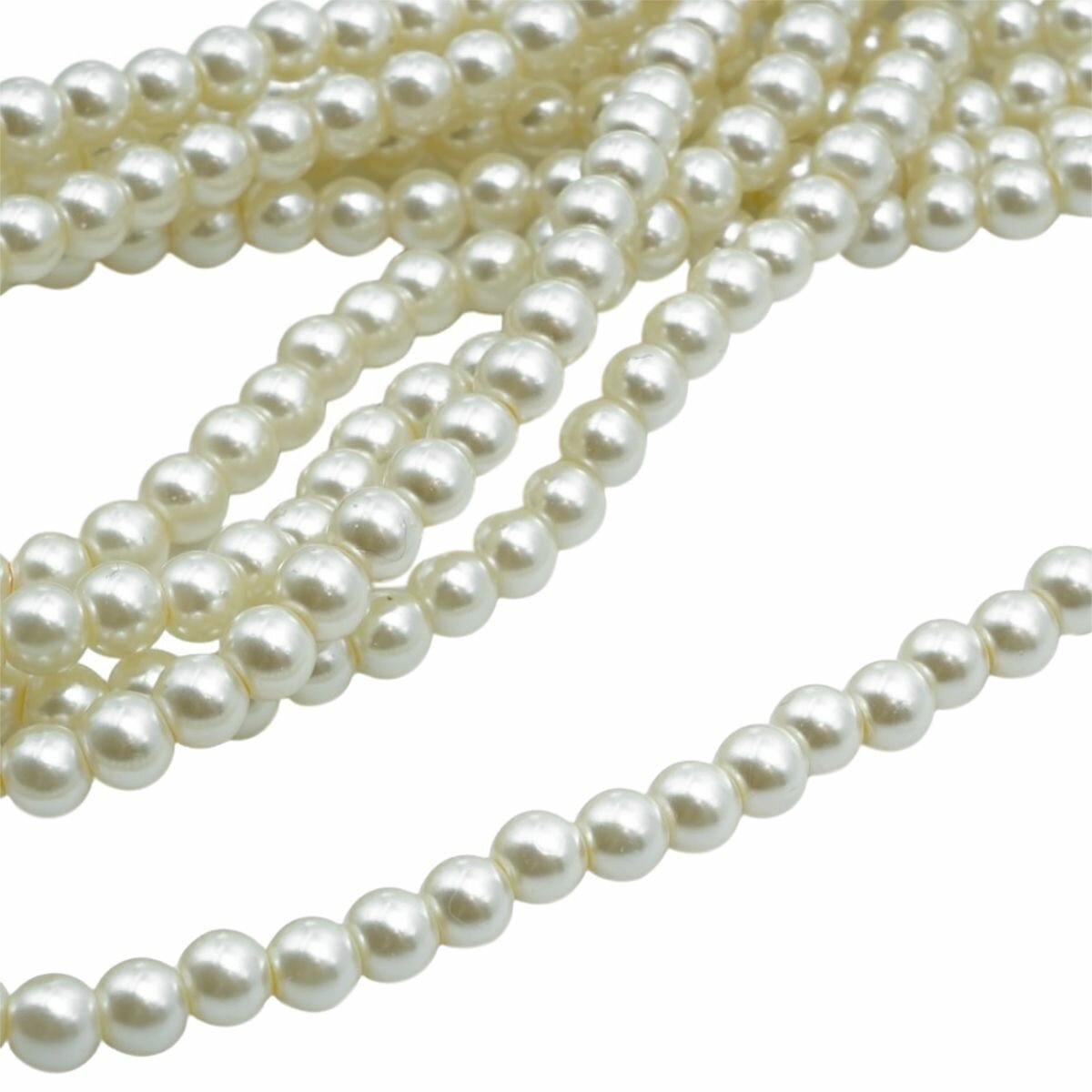 Бусины стеклянные на нитке, 6 мм, длина 40 см, Astra&Craft (SA-06 жемчужный)