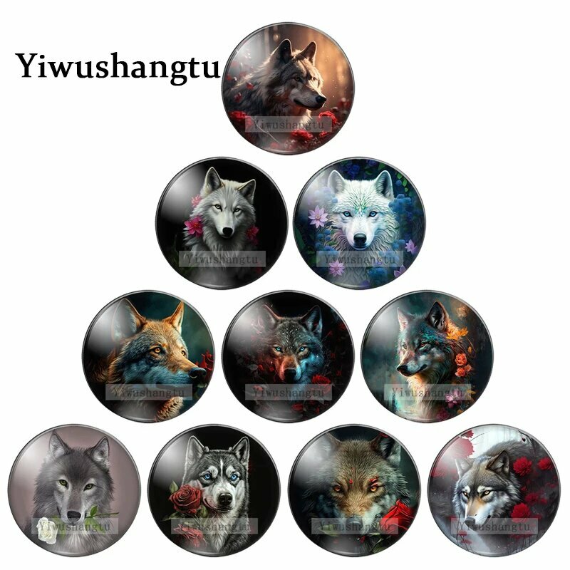 Стеклянные круглые кабошоны с фото 10 шт. 18 мм, Mix