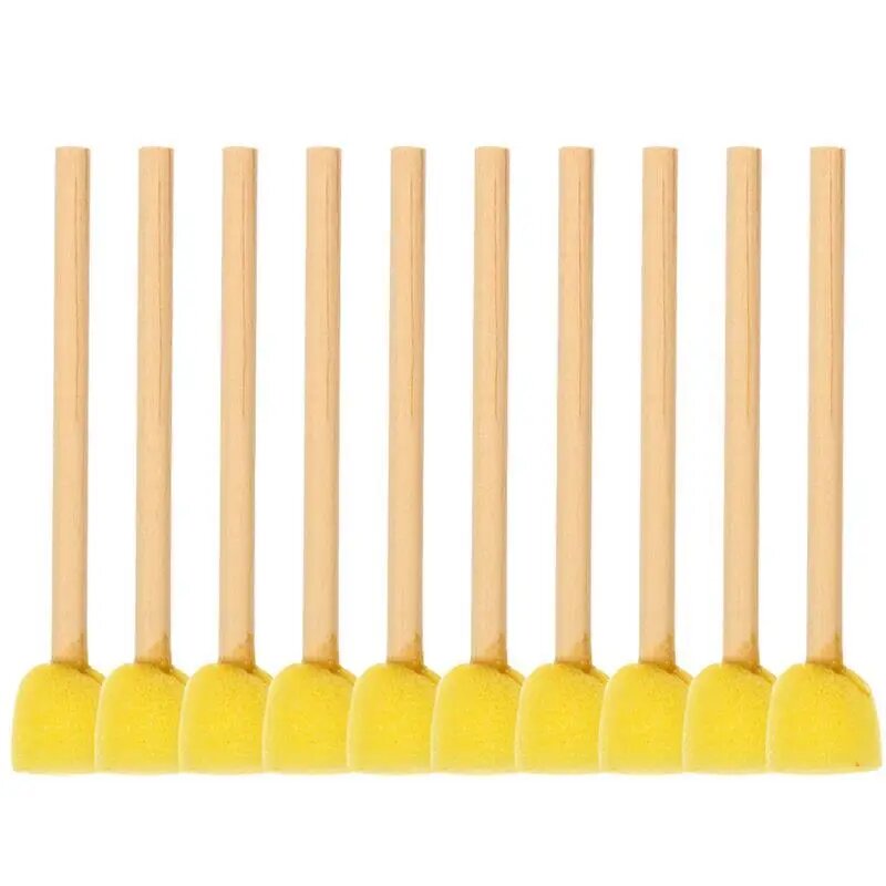 Губки-кисти для рисования, деревянные ручки, желтые, круглые, детские