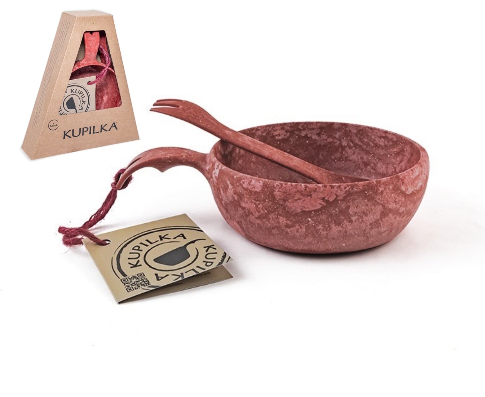 Финский набор посуды Kupilka Junior (миска 330 мл, ловилка 165 мм), цвет: Cranberry