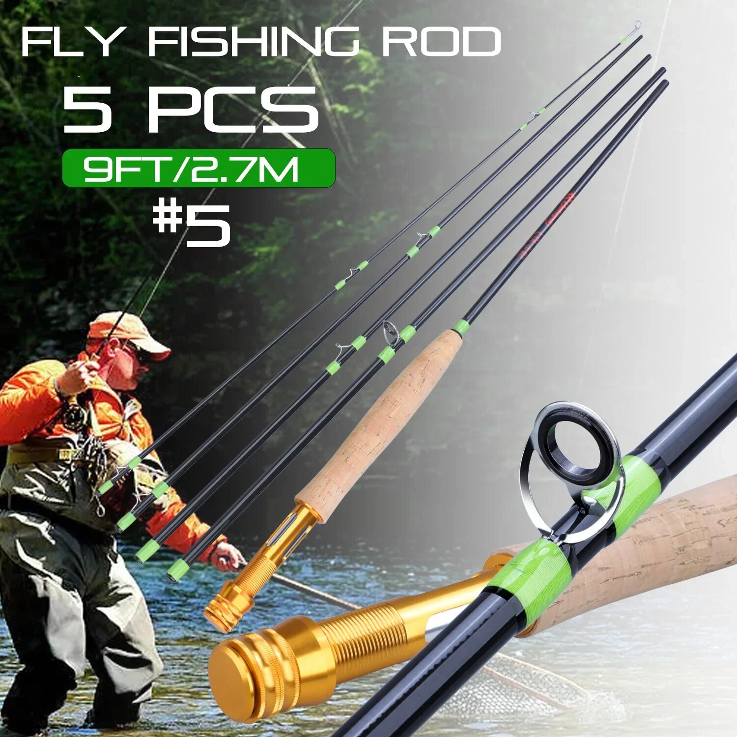 Сougayilang нахлыстовая удочка 3-12wt из углеродного волокна 2,7 м