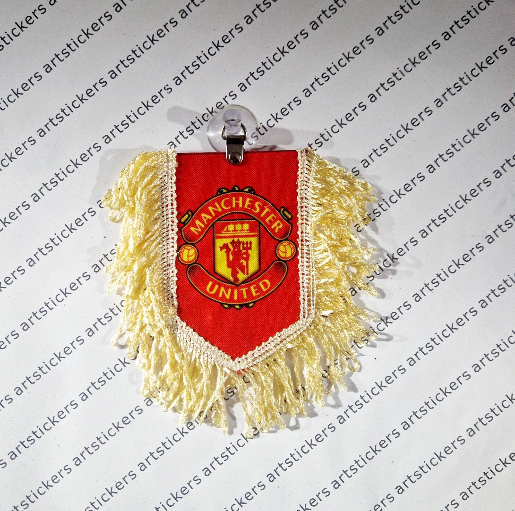 Вымпел ФК Манчестер юнайтед Manchester United, 9х13см + бахрома 2см, двусторонний на присоске, ткань, аксессуар для авто