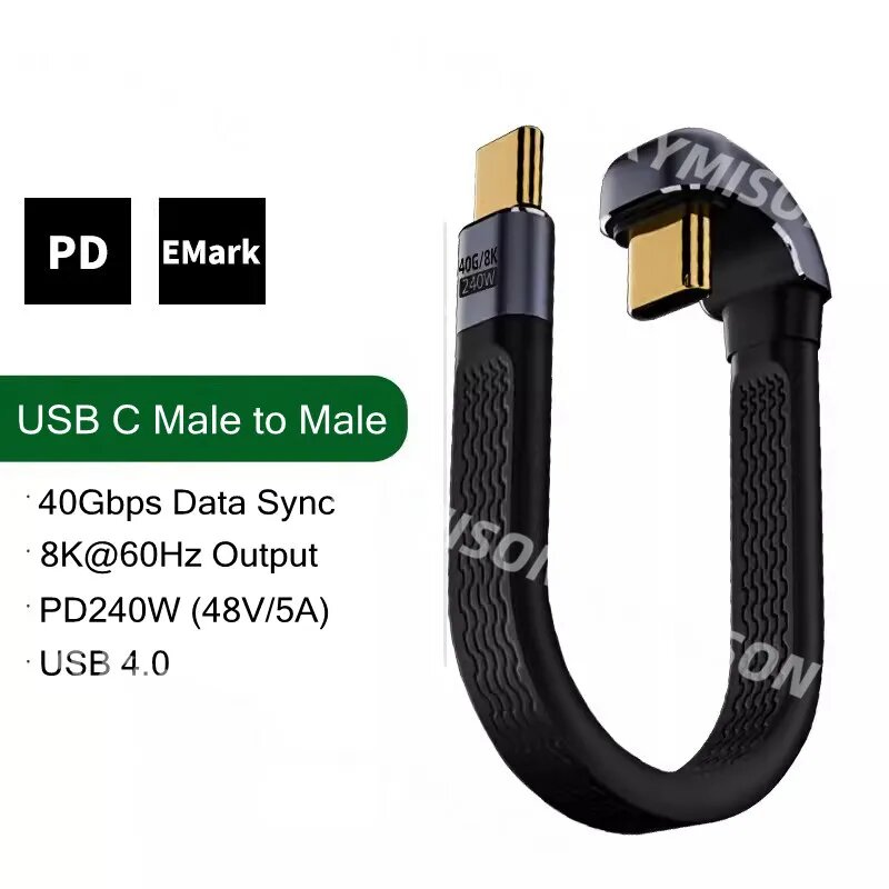 Кабель USB C на Type C FPC, 240 Вт, 5 А, USB 4,0, 40 Гбит/с, Gen 3, Thunderbolt 3, 8K @ 60 Гц, адаптер для быстрой зарядки, шнур для MacBook, Samsung, Xiaomi T6