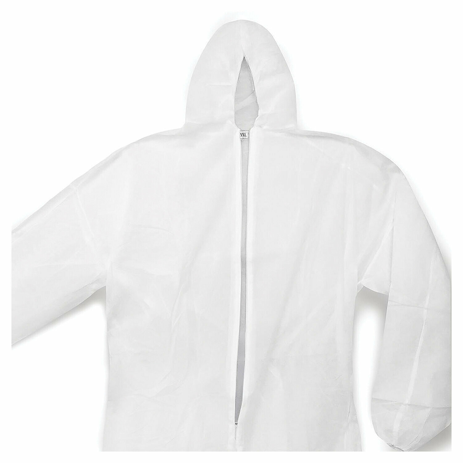 Комбинезон одноразовый с капюшоном КНР плотность, 30 г, спанбонд, размер xxxl, 60-62 белый (-)