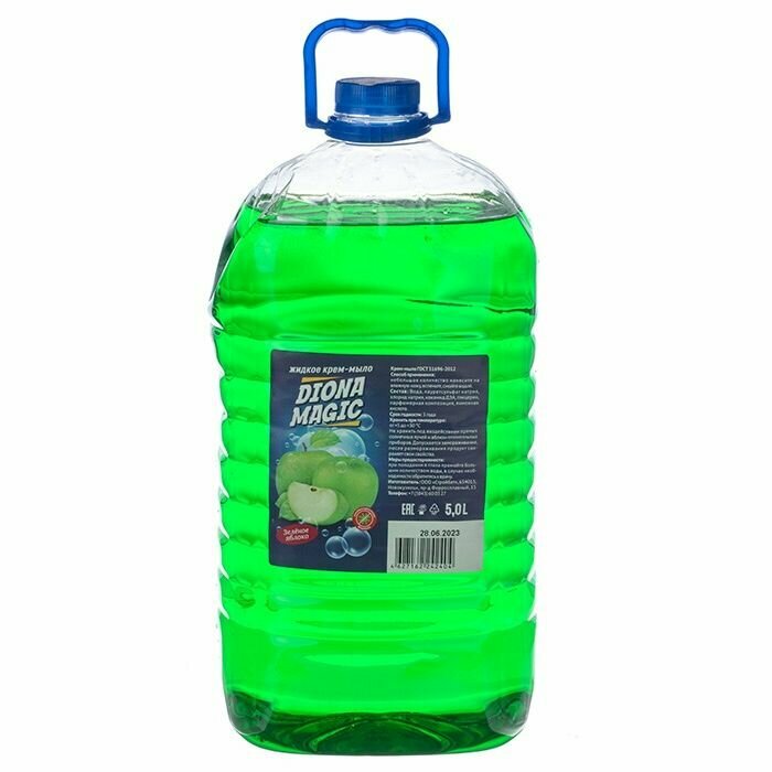 Крем-мыло diona "Magic", Зеленое яблоко, жидкое, дозатор, ПЭТ, 5000 мл (007-DIO-00002)