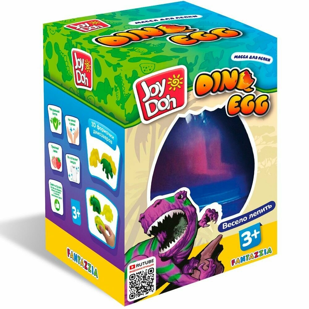 Набор для лепки Joy Doh "Dino Egg", 3D-формы, 2 пакетика с тестом (EGG-40 bag)